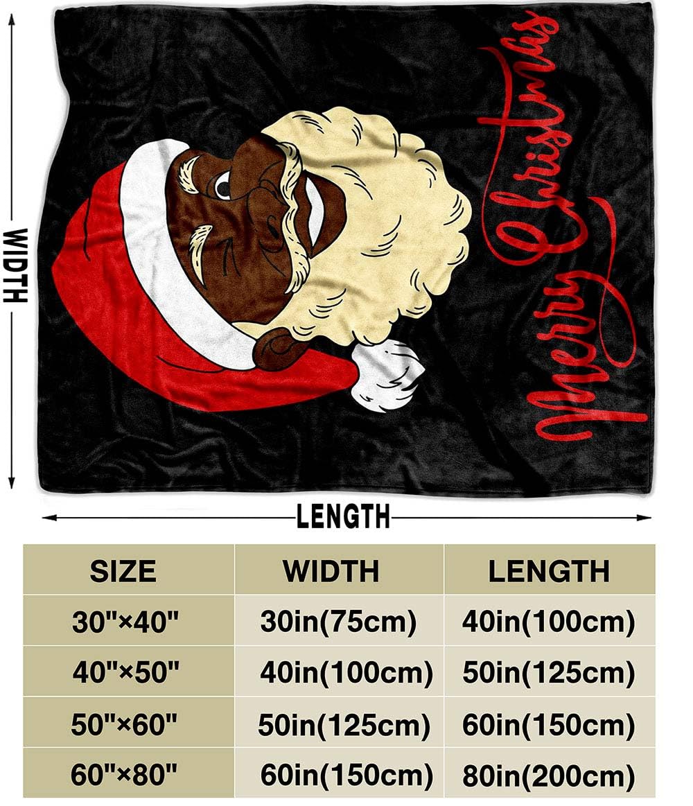 LUVIVIHOME Christmas Throw Blanket, Funny African American Black Santa Claus Blanket, Winter Xmas Holiday Kids Blanket, Cozy Warm Soft Lightweight Fuzzy Flannel Fleece Blanket for Couch, Sofa, 50"x60"