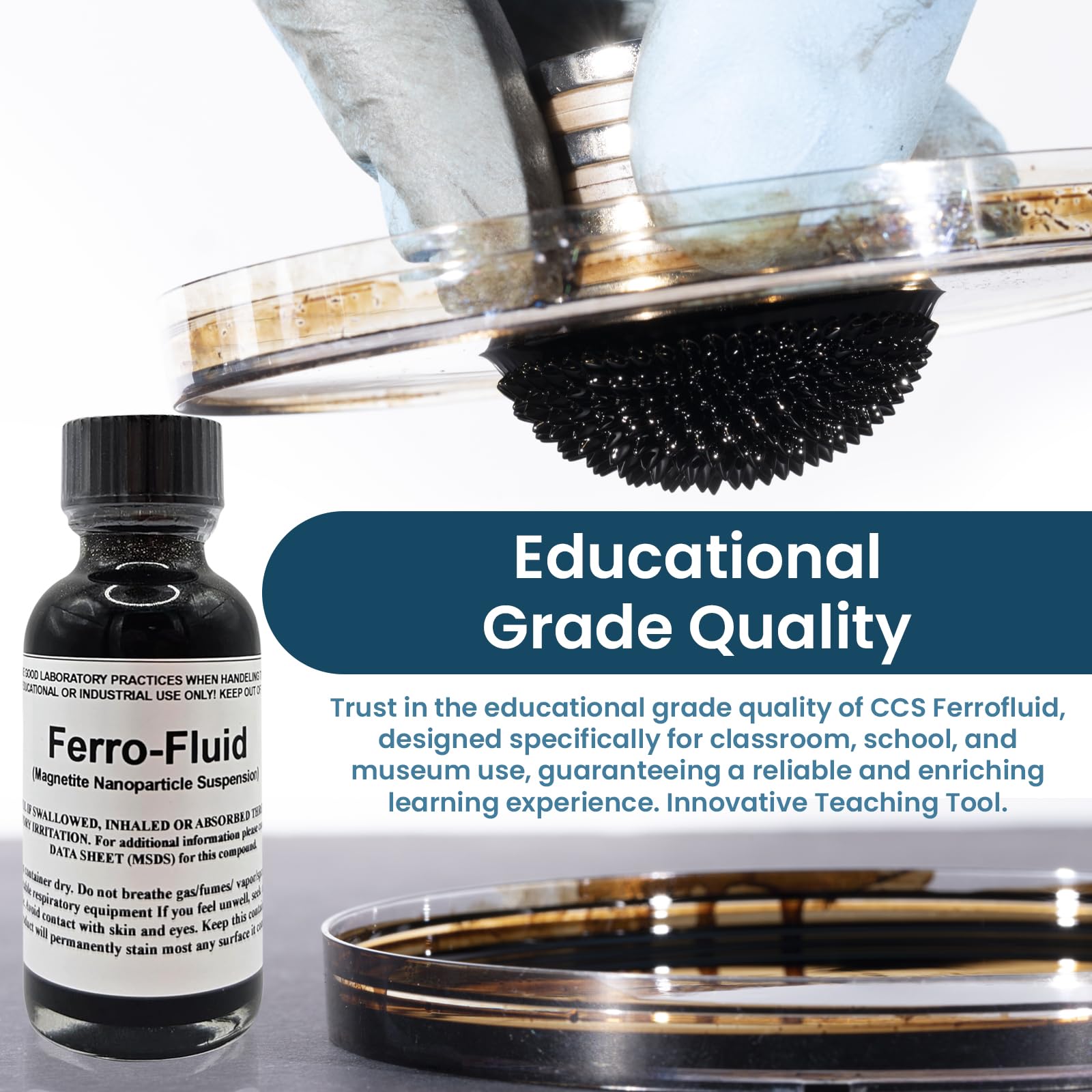 Magnetic Ferrofluid Sample | Science Classroom Supplies | Kids Science Projects | 1oz (30ml) in Glass Bottle