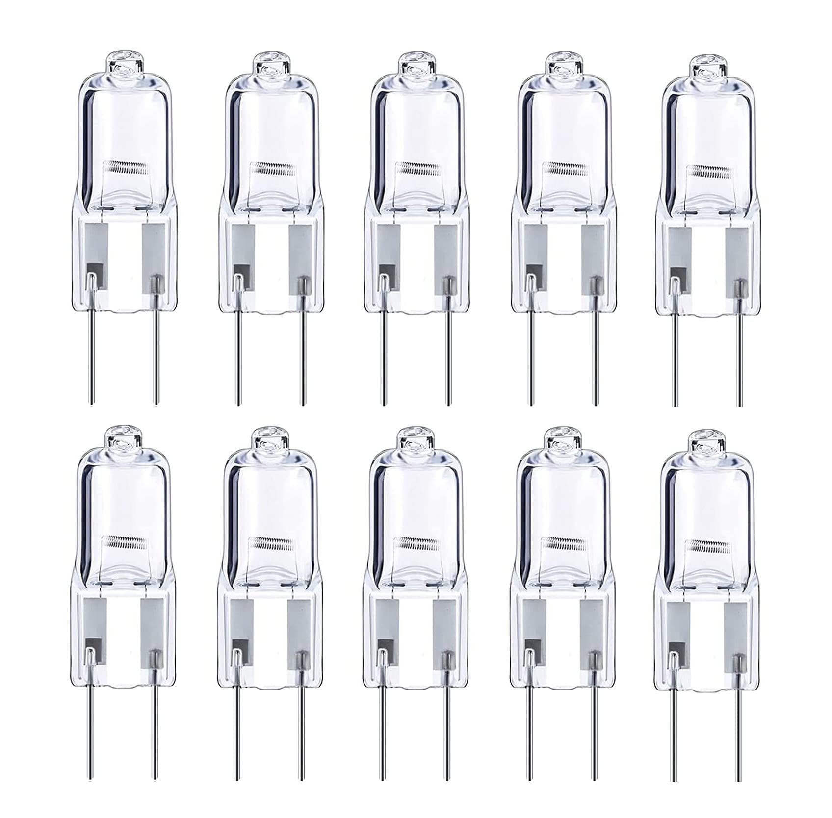 10x G6.35 12V 50-Watt T4 Halogen GY6.35 Base 12-Volt Clear Dimmable Bulbs for Ceiling Lights,Cabinet Lights,Table Light