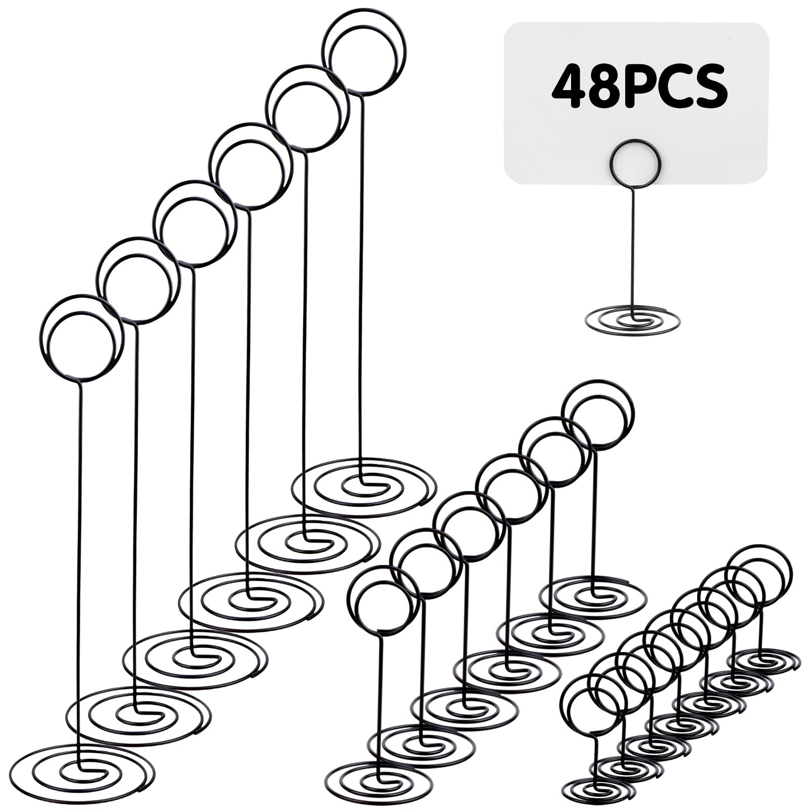 48pcs Table Number Holders 3 Sizes Black Place Card Holder Table Card Stand Wire Picture Holder Table Card Holder Standing Table Sign Holder for Centerpieces Restaurant Wedding Anniversary Party