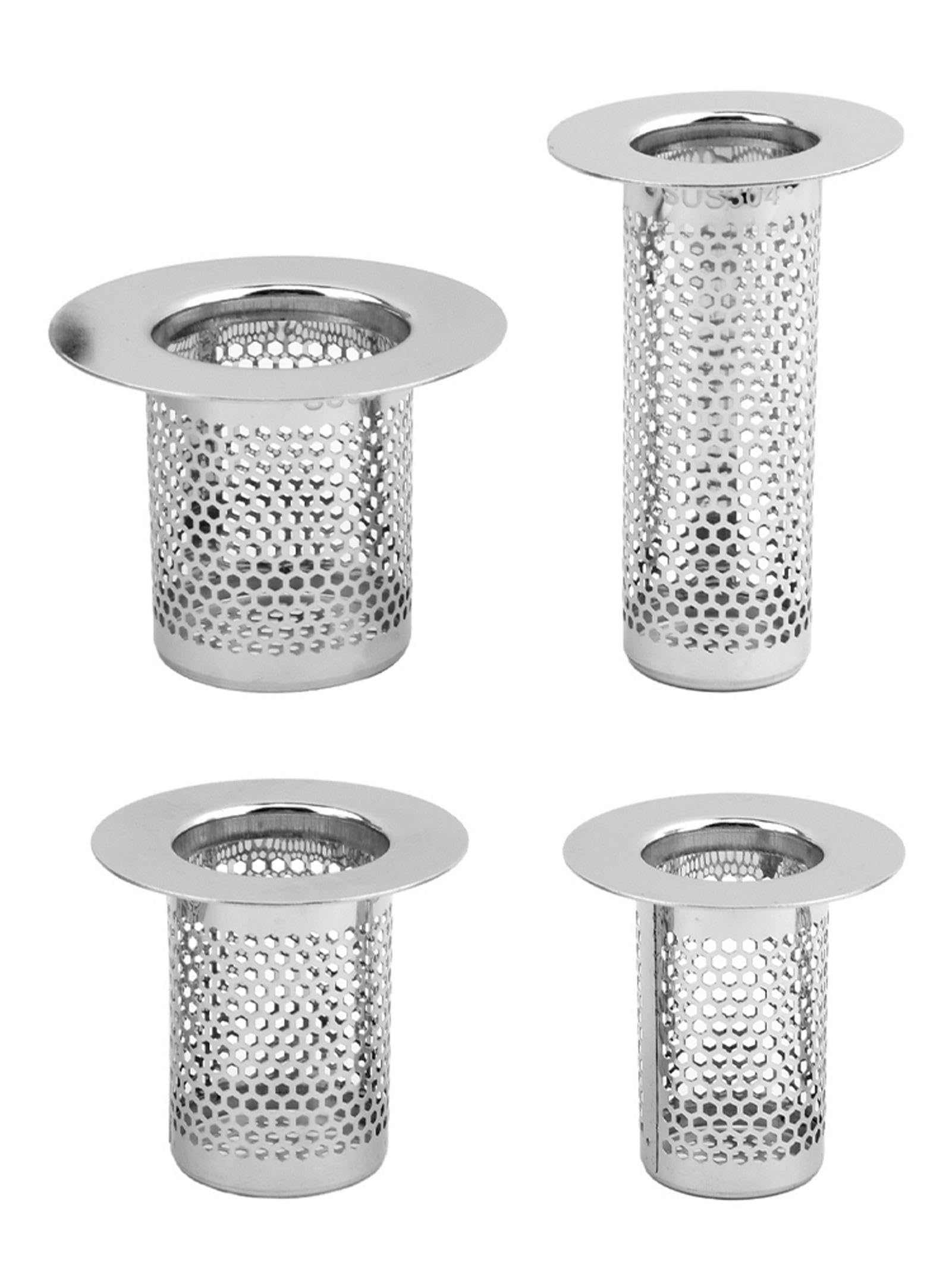 4 Pack Hair Catcher Shower Drain Strainer, Stainless Steel Floor Drain Strainer, Sink Tub Drain Stopper for Bathroom Washbasin Bathtub Drain(Silver)