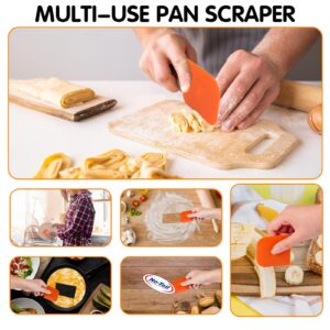 Pan Scraper - 5 Pcs Plastic Scraper Tool Set - Dish Scraper for Cast Iron - Non Scratch for Pot Cleaning Scraper - Non-Slip High Heat Resistant Kitchen Scraper Tool