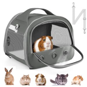 bissap guinea pig carrier bag, portable small animal carrier pouch for hamster chinchilla rabbit gerbil hedgehog sugar glider outgoing travel carrying case - grey