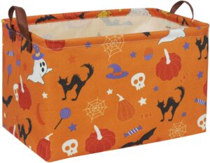 ddbasket halloween basket pumpkin halloween baskets for kids trick or treat basket rectangular toy storage bin organizer box room decor for halloween parties(candy pumpkin)