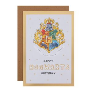 hallmark birthday card - harry potter hogwarts house crest design