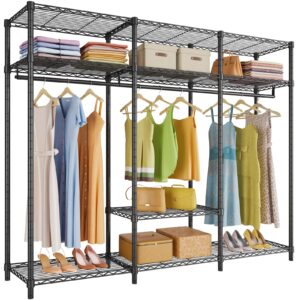 vipek v30 garment rack, heavy duty clothes rack with 7 adjustable shelves & 2 hang rods, portable closet system, metal closet rack, freestanding wardrobe closet for hanging clothes, max load 870lbs