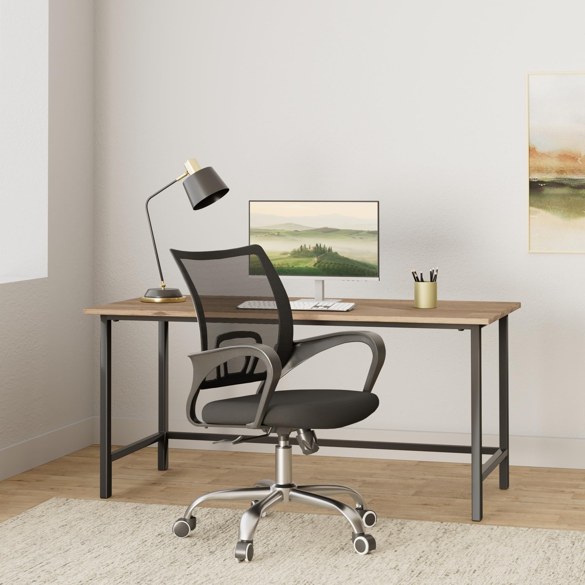 Office Chair,Ergonomic Mesh Computer Chair with Wheels and Arms and Lumbar Support Adjustable Height Study Chair