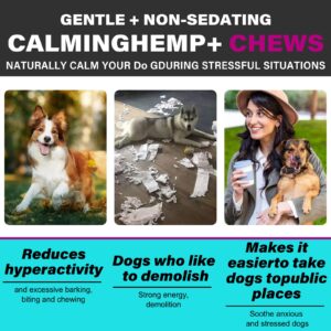 Hemp Calming Chews for Dogs, 110 Pet Care Calming Chews for Dogs with Hemp Oil, Support Relaxation and Stress Relief - Chewable Dog Calming Treats for Thunderstorms,Sleep,Barking,Separation Anxiety