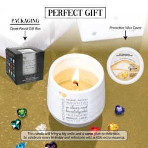 Pavilion GIft Company - November 11 oz Wax Reveal Candle, Natural Soy Wax Birthstone Candle, Jasmine Scented, Gemstone Candle with Crystal Inside, Birthday Gifts for Women, 1 Count