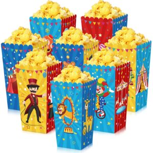 tiamon 32 pcs carnival party supplies popcorn boxes circus theme popcorn containers disposable 6 inch animals popcorn paper boxes oil proof snack box for carnival circus birthday party favors decors