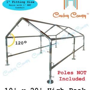 10' x 20' High Peak Canopy Fittings, DIY RV & Boat Carport, 1" EMT Metal Frame Parts