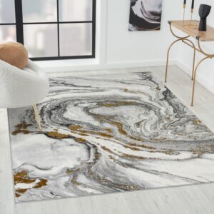 luxe weavers marble effect abstract gray 5x7 area rug