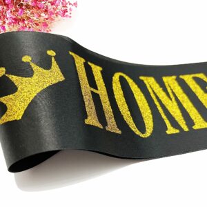 Homecoming Court Sash Black, 6 Pack Black Satin with Gold Glitter Letter Sashes for Pageants Homecoming Party School Dance Graduation Party Favors Decorations Accessories,Black