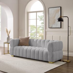 VANOMi Sofa Couch for Living Room, Modern Futon 3-Seat Sofa Upholstered Sofa Couch with Metal Leg for Bedroom Apartment Small Space