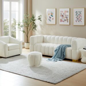 VANOMi Sofa Couch for Living Room, Modern Futon 3-Seat Sofa Upholstered Sofa Couch with Metal Leg for Bedroom Apartment Small Space