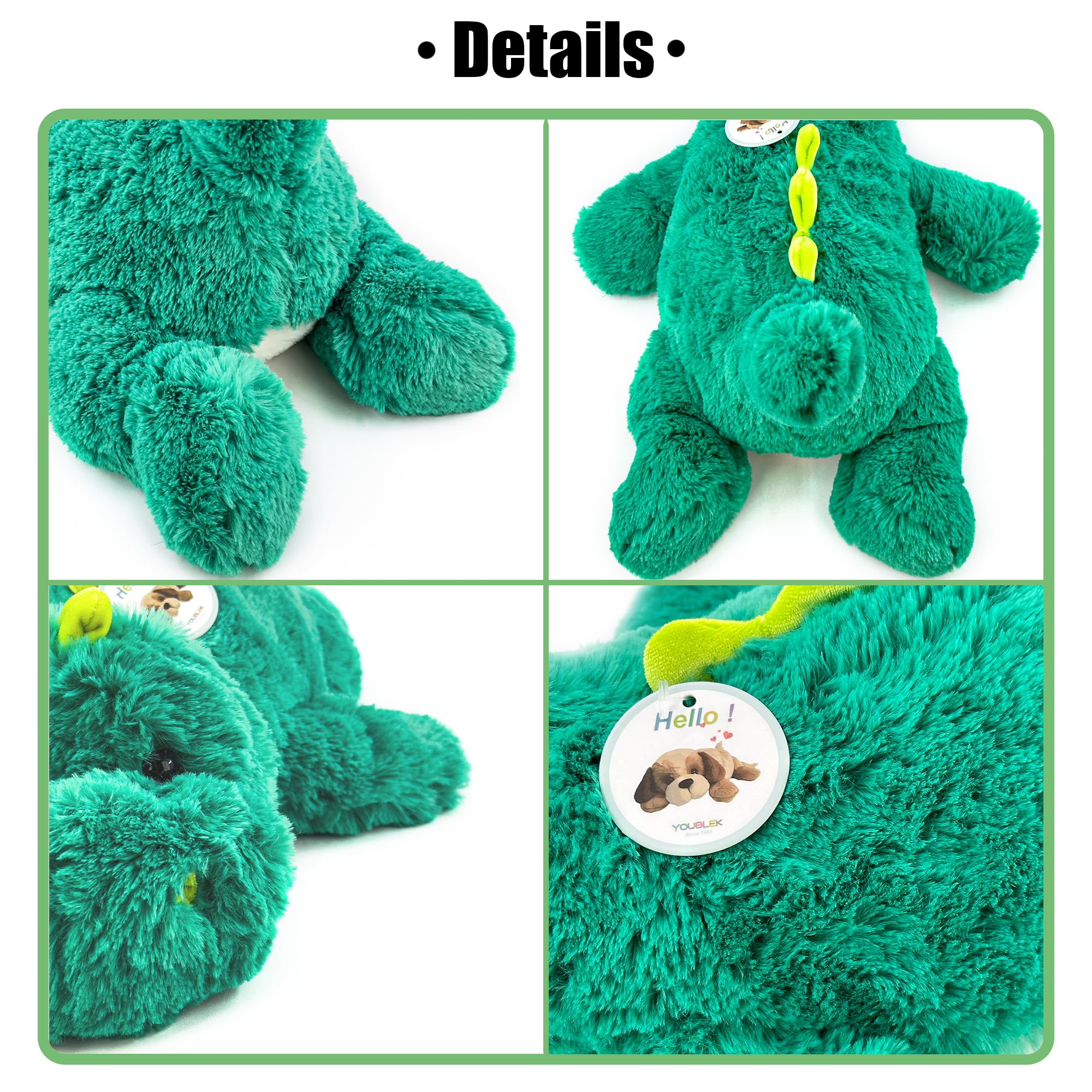 YOUBLEK 16" | 2 Pounds Green Dinosaur Weighted Stuffed Animals,Sensory Comfort Plush Throw Pillow Toy,Kawaii Plushies Hugging Toy Gifts for Kids & Adults (Dinosaur, 16 inch 2 Pounds)