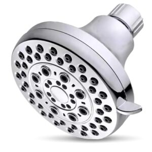 high presssure shower head, premium chrome bathroom fixed showerhead, 5 spray settings showerheads for low water flow- excellent shower head replacement for luxury shower experience