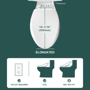 Combier CMA301 Bidet Toilet Seat With Warm Water And Wireless Remote, The heated Toilet Seat Have Warm Air Dryer, Multiple Spray Modes And Self-Cleaning Stainless Steel Nozzle (Elongated)