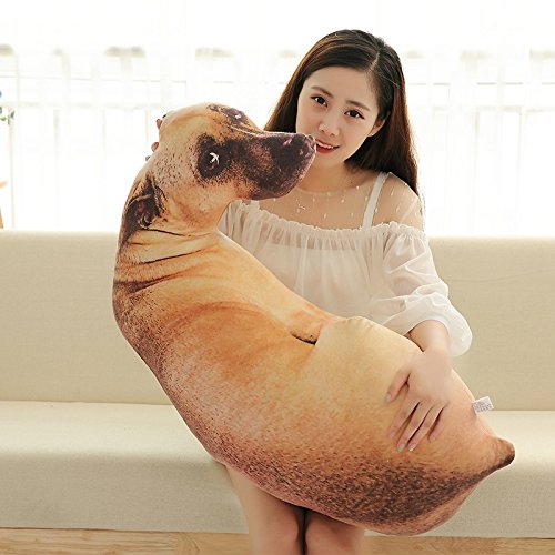 XIAOHONG 3D Dog Throw Pillow Stuffed Animal Throw Plushie Cushion Pillow Doll 3D Simulation Dog Plush Stuffed Animal Cushion Pillow Toy for Kids,Sofa Chair Home Decor (Hound)