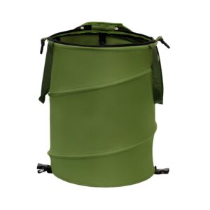 collapsible/pop up trash can, outdoor trash can and recycling bin 13.8x15.8 in, 600d oxford cloth yard waste bags, camping trash can collapsible with clip and zip lid (1pcs-green 10 gallons)