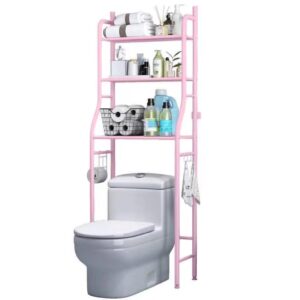 3-shelf bathroom organizer over the toilet, bathroom spacesaver (pink)