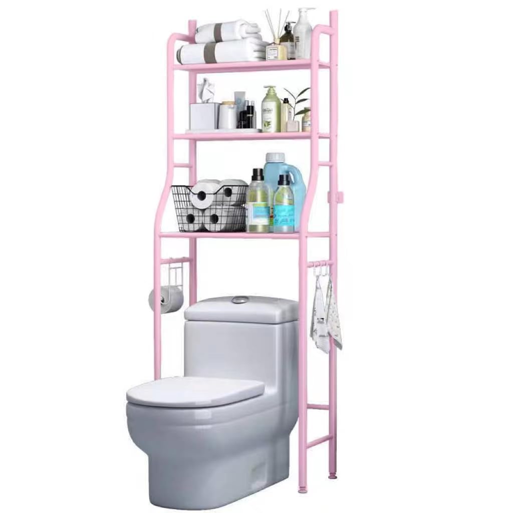 3-Shelf Bathroom Organizer Over The Toilet, Bathroom Spacesaver (Pink)