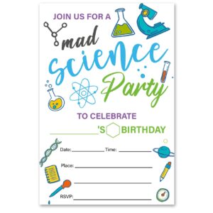 vahatan science birthday party invitations 20 packs mad scientist birthday invites with envelopes mad science invitations