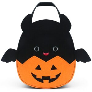 ohjijinn halloween trick or treat bags, cute bat pumpkin candy bucket tote bag, multipurpose reusable felt bags basket for kids party favors gifts bags