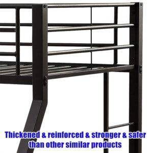 SIGONE Stronger and Safer Metal Bunk Bed Twin XL Over Queen Size Black Heavy Duty Thicken Safer More Stable Steel Bunk Queen Bed with Reinforced Legs and Ladder, Easier Assembly (Twin XL Over Queen)