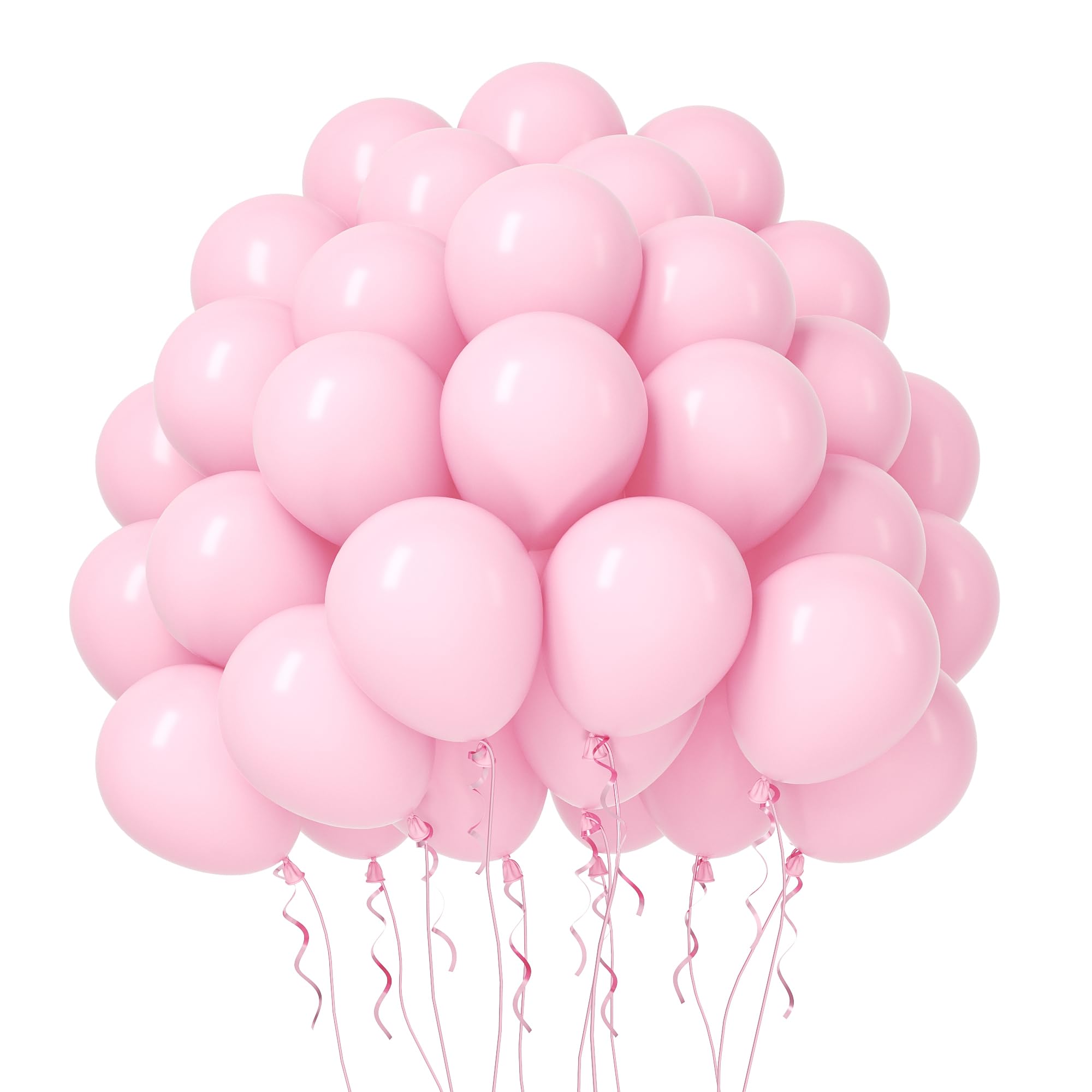 80pcs Light Pink Balloons 12inch Pastel Pink Balloons for Birthday Bridal Baby Shower Gender Reveal Wedding Party Decorations (with Pink Ribbon)