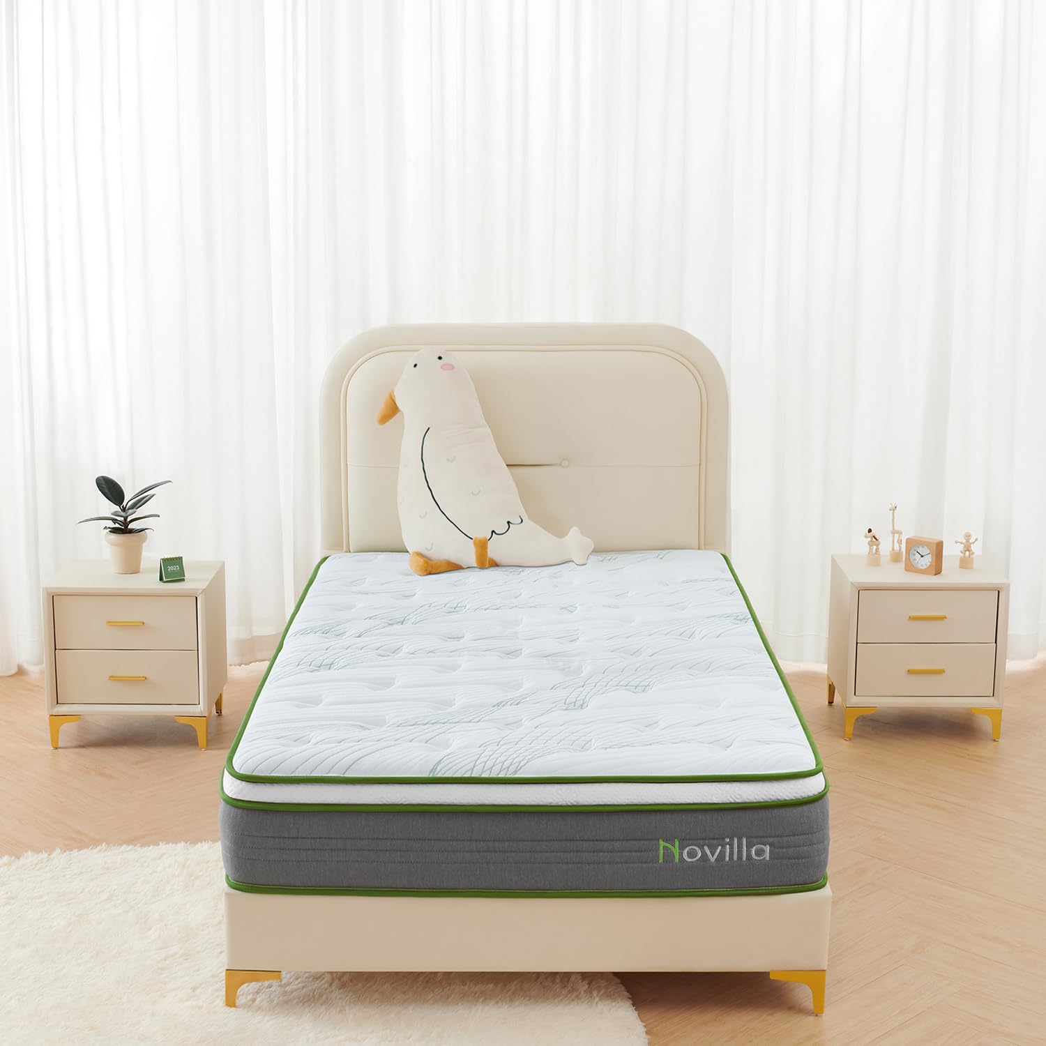 Novilla Twin Size Mattress, 10 Inch Hybrid Mattress in a Box with Individually Wrapped Pocket Coils & Memory Foam, Supportive & Pressure Relief, Breathable Mattresses Twin,Medium Firm, vigour