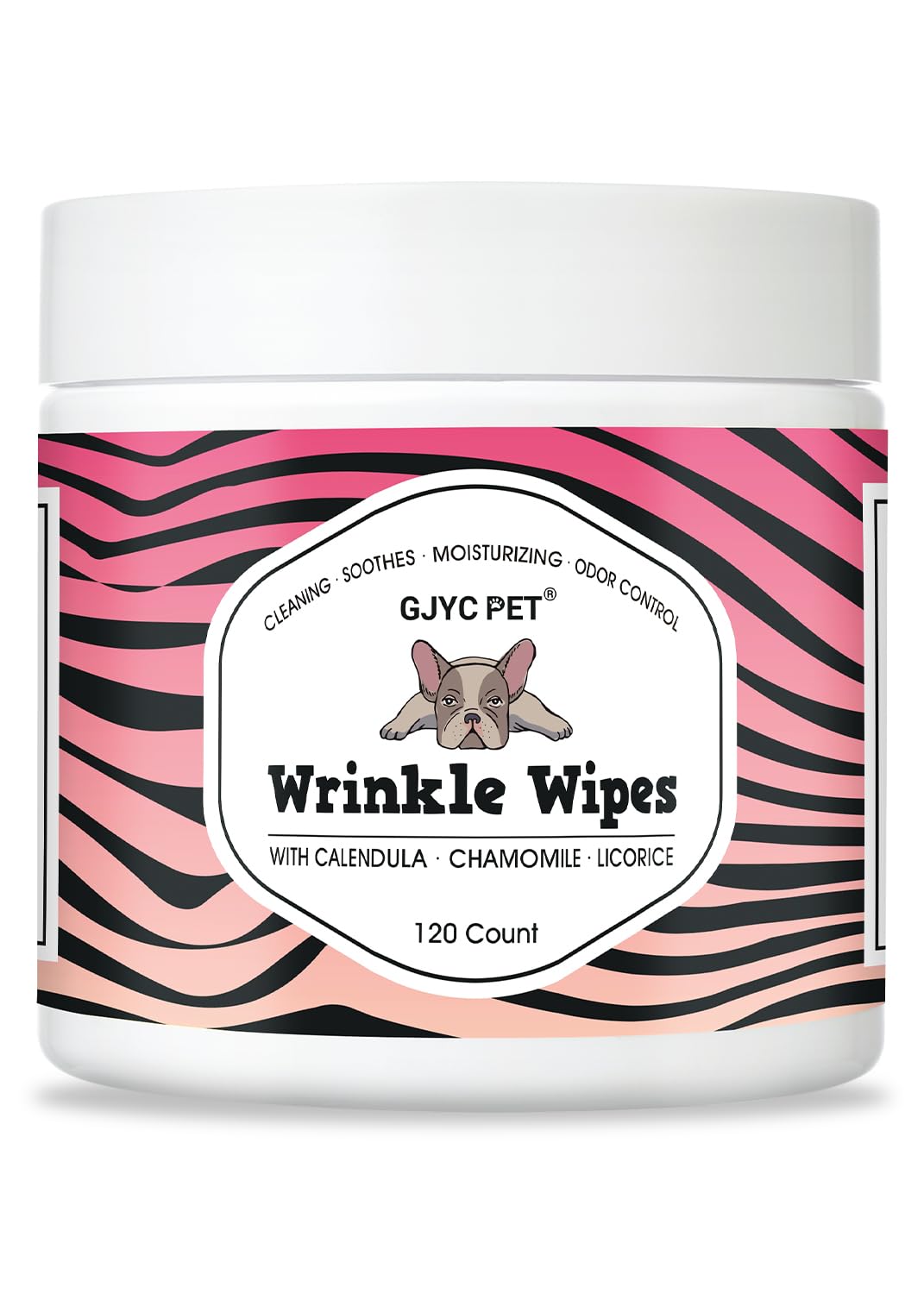 Natural Wrinkle Wipes for Dogs, 120 Count, Hypoallergenic Dog Wipes, Wrinkle Wipes French Bulldog, Cleaning & Deodorizing, Dog Wipes for Grooming Faces, Paws & Butts