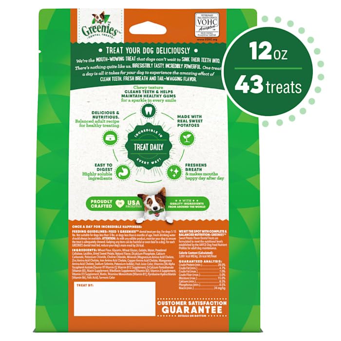 Greenies Teenie Natural Sweet Potato Flavor Dental Dog Treats, 12 oz., Count of 43