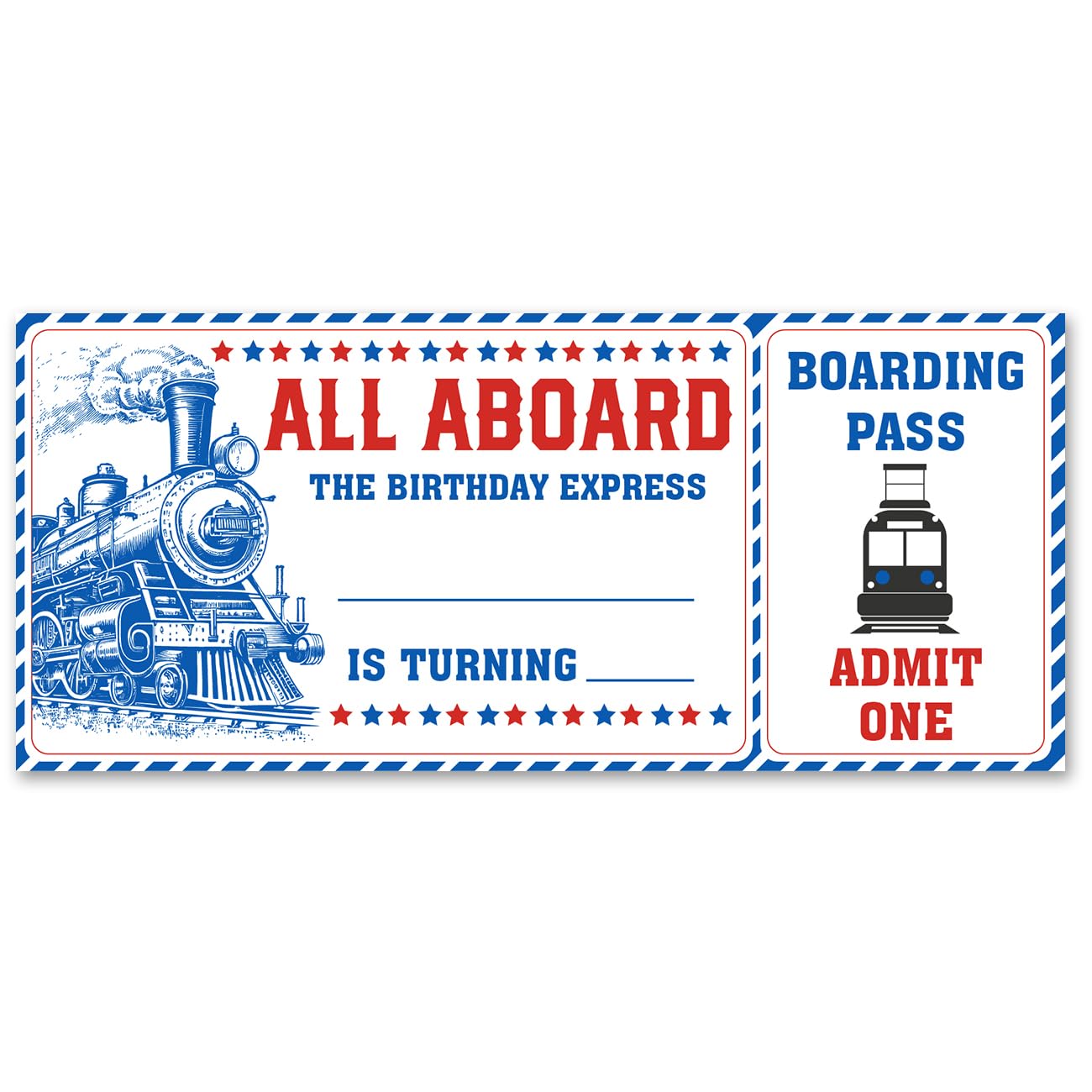 VAHATAN Train Birthday Party Invitations 20 Pack Retro Train Ticket Invitations with Envelopes Invites Cards for Birthday Party