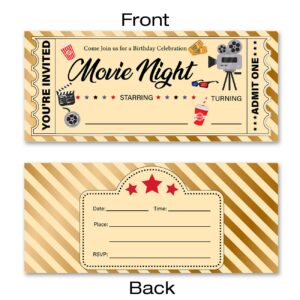 VAHATAN Movie Birthday Party Invitations 20 Pack Movie Ticket Invitations with Envelopes Invites Cards for Birthday Party