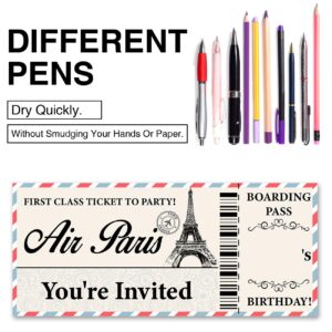 VAHATAN Paris Birthday Party Invitations 20 Pack Air Paris Ticket Invitations with Envelopes Invites Cards for Birthday Party