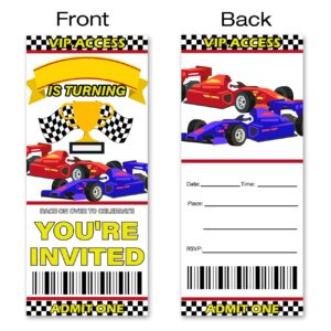 VAHATAN Race Car Birthday Party Invitations 20 Pack Race Car Ticket Invitations with Envelopes Invites Cards for Birthday Party