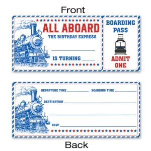 VAHATAN Train Birthday Party Invitations 20 Pack Retro Train Ticket Invitations with Envelopes Invites Cards for Birthday Party