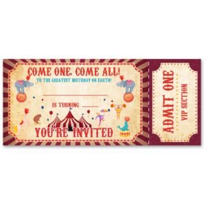 vahatan carnival birthday party invitations 20 pack come one come all circus carnival ticket invitations with envelopes invites cards for birthday party