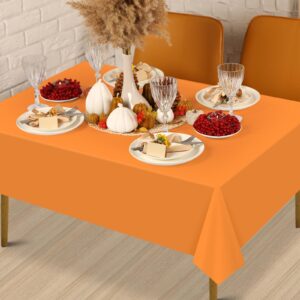 12Pcs Plastic Fall Tablecloth Yellow Orange Green Coffee Rectangle Tablecloths Disposable Table Covers for Autumn Harvest Thanksgiving Day Family Birthday Baby Shower Party Decoration, 54x108inch