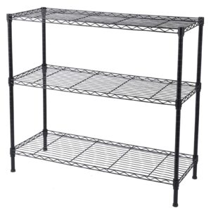 volowoo 3/4/5-shelf adjustable, heavy duty storage shelving unit (350 lbs loading capacity per shelf), steel organizer wire rack for restaurant, pantry, kitchen garage (black, 3-tier)