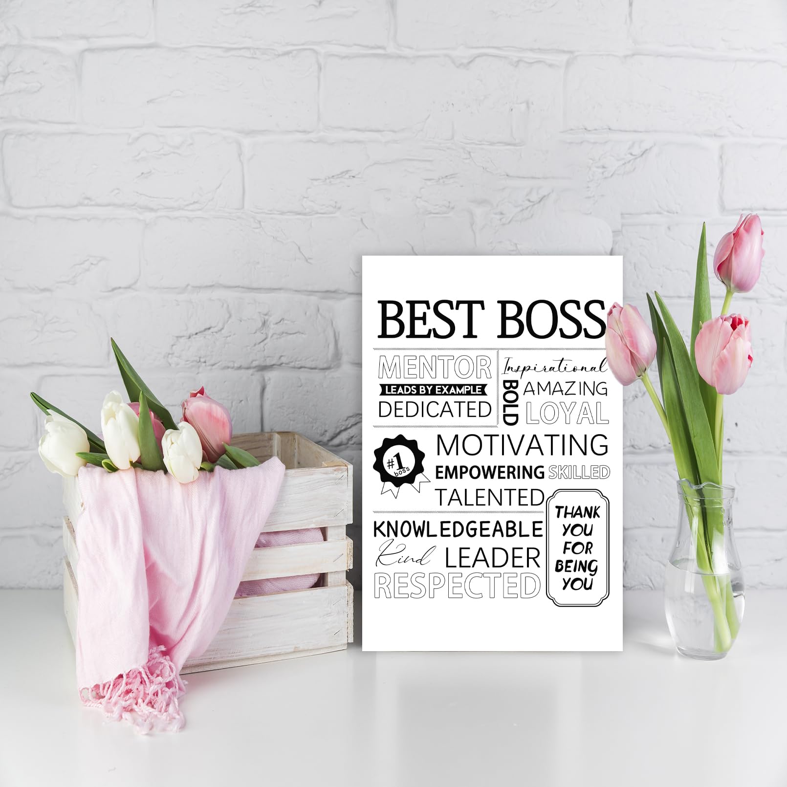 National Boss Day Card Gifts for Office Women Men, Best Boss Ever Card, Happy Boss Day Card from Group, Unique Bosses Day Card from Us Him Her