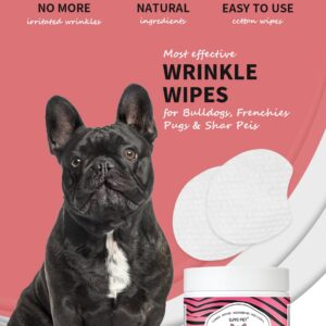 Natural Wrinkle Wipes for Dogs, 120 Count, Hypoallergenic Dog Wipes, Wrinkle Wipes French Bulldog, Cleaning & Deodorizing, Dog Wipes for Grooming Faces, Paws & Butts