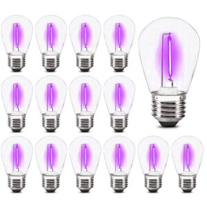 s14 purple replacement bulbs 1w plastic shatterproof led bulb decorative led string light bulbs indoor outdoor replacement bulb purple color light bulb e26 base for bar home garden yard,15 pack