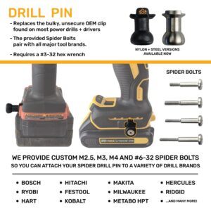 Spider Tool Holster - Drill Pins - Pack of Three - Attaches to The Side of Any Brand Power Drill and Driver with provided Screws - Pairs with Spider Tool Holster and Tool Docks