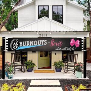 DOTOOMA 118 x 20 Inches Burnouts Or Bows Gender Reveal Banner Yard Sign Decoration Pink Bowknot Or Tyre Theme Party Polyester Supplies What Will Baby Shower Indoor Outdoor