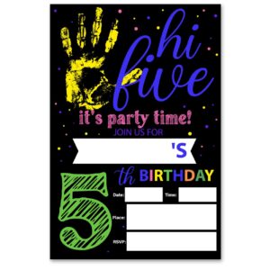 vahatan hi five 5th birthday party invitations 20 packs 5 year old birthday invites with envelopes colorful 5th birthday fill in invite cards