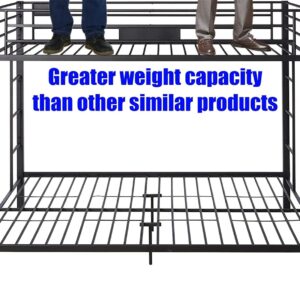 SIGONE Stronger and Safer Metal Bunk Bed Twin XL Over Queen Size Black Heavy Duty Thicken Safer More Stable Steel Bunk Queen Bed with Reinforced Legs and Ladder, Easier Assembly (Twin XL Over Queen)