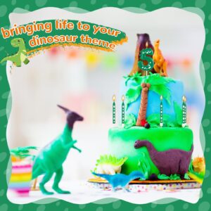 MTLEE Dinosaur Green Birthday Candles and 12 Pcs Green White Dinner Candles 2.36 x 1.8 Inch Numeral Dinosaur Candle 3.1 Inch Long Tall Candle for Birthday Dinosaur Theme Party Decorations (Number 5)