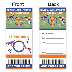 VAHATAN Dart War Birthday Party Invitations 20 Pack Dart War Ticket Invitations with Envelopes Invites Cards for Birthday Party